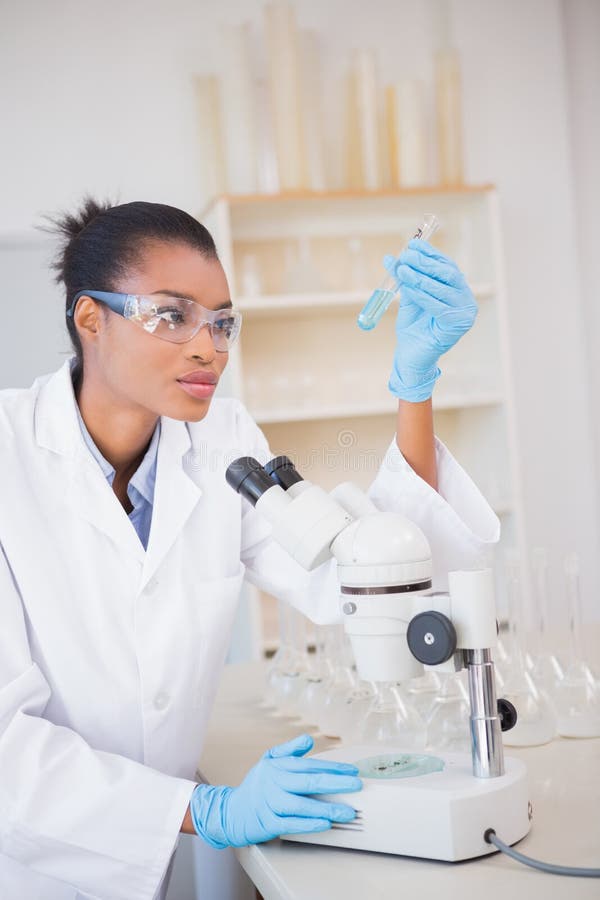 Scientist Looking at Test Tube Stock Photo - Image of indoors ...