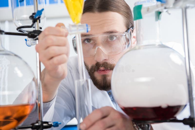 Scientist Making Experiment Stock Photo - Image of chemical, analyzing ...