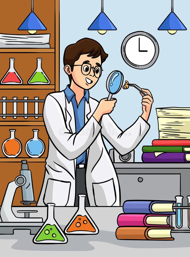 Scientist Man Colored Cartoon Illustration Stock Vector - Illustration ...