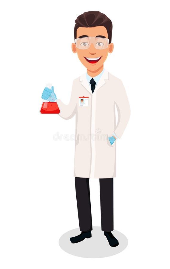 Scientist Man. Handsome Cartoon Character Stock Vector - Illustration ...