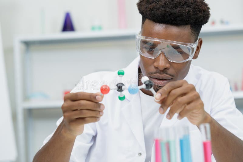 Scientist Man Holding Molecule Form Isolated on Stock Image - Image of ...