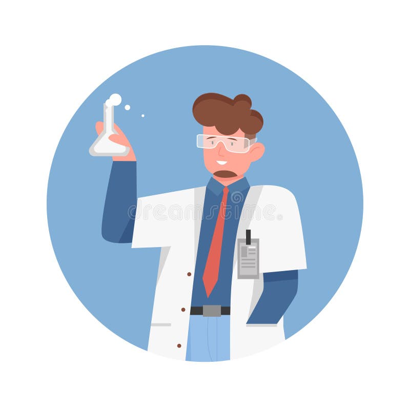 Male Scientist Poses in Side, Front and Back View Set, Chemist with Lab ...