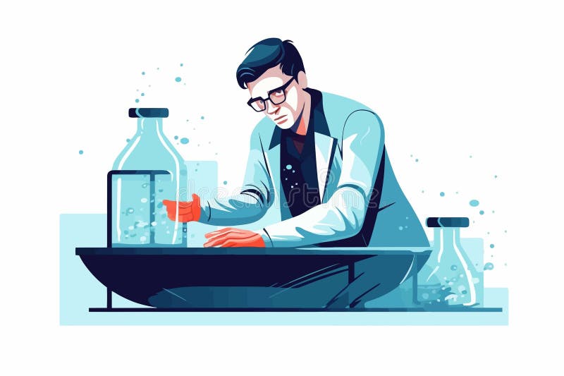 Scientist Man in Laboratory. Vector Illustration Stock Vector ...