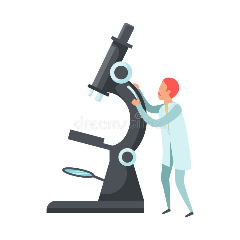 Scientist and Microscope Composition Stock Vector - Illustration of ...