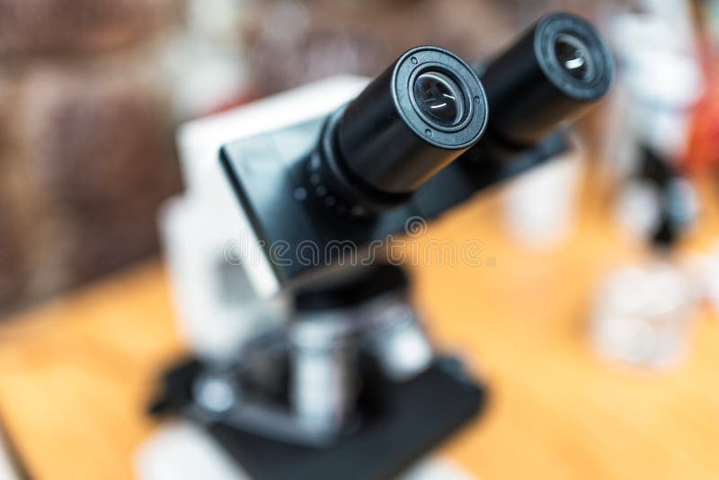 Man Scientist Use Microscope Stock Photo - Image of equipment, hospital ...