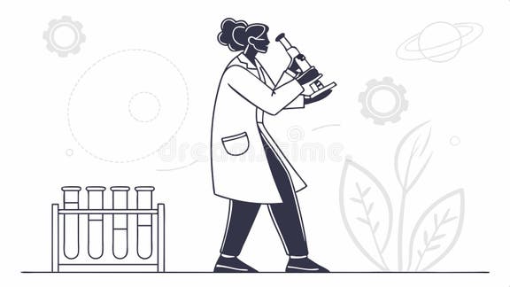 Scientist with Microscope, Science Research Vector, Lab and Discovery ...