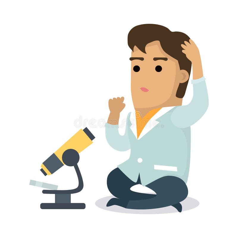 Scientist with microscope stock illustration. Illustration of ...