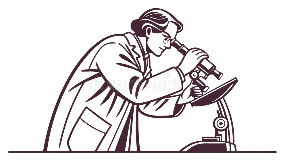Scientist with Microscope Vector, Lab Research, Science Professional ...