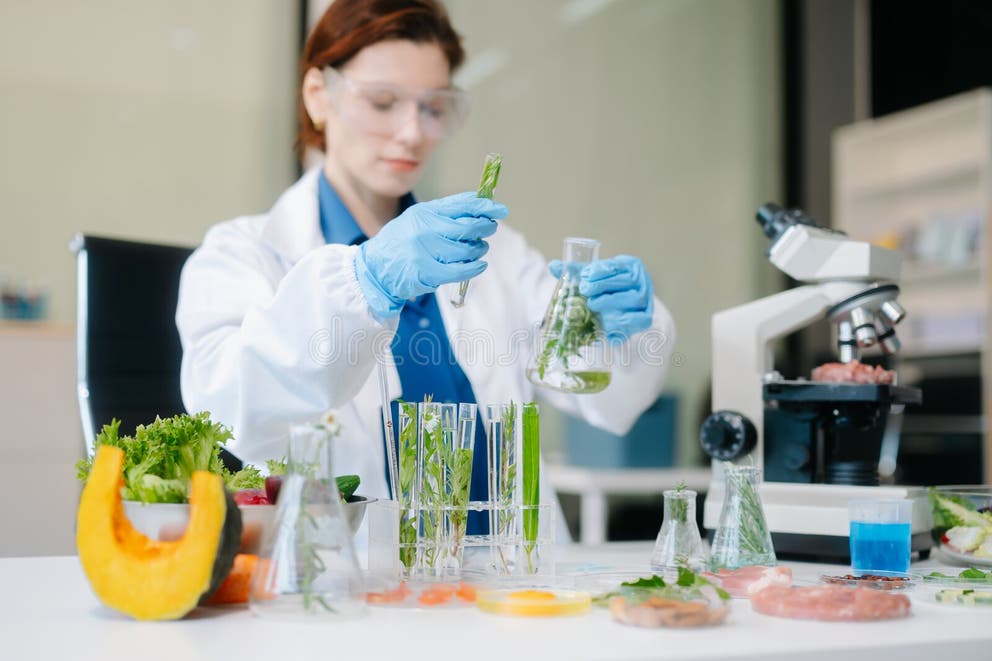 Scientist in a Modern Lab Analyzing Food Samples with Advanced ...
