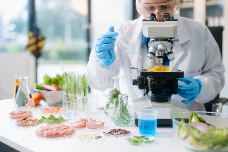 Scientist in a Modern Lab Analyzing Food Samples with Advanced ...