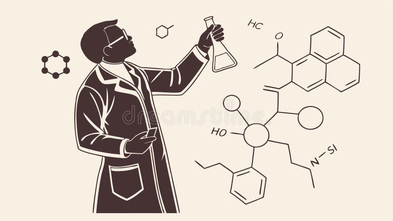 Scientist with Molecules Vector, Chemistry Research, Science Molecules ...