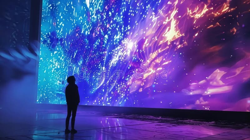 Scientist Observing Brain Activity Projection on Digital Screen Stock ...