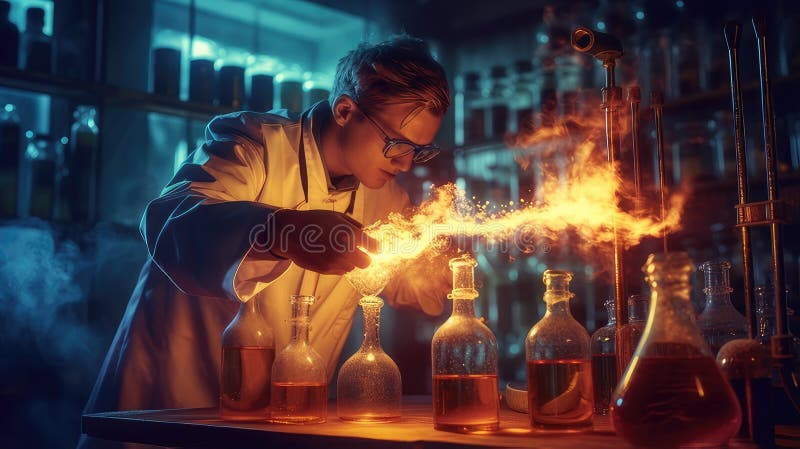 A Scientist Observing a Chemical Reaction, Signifying the Exploration ...
