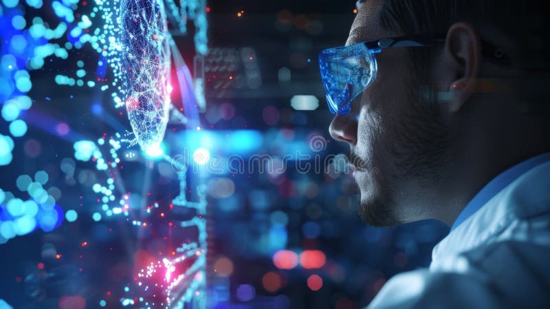 A Scientist Observing a 6G Quantum Computing Experiment Amazed by the ...