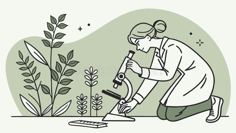 Scientist Observing Plant Under Microscope, Vector Design Generative AI ...