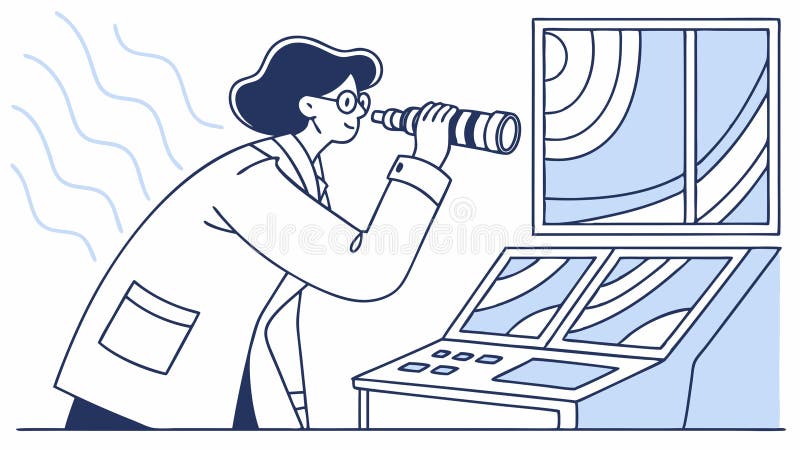 Scientist Observing through Scope, Focused on Research and Discovery ...