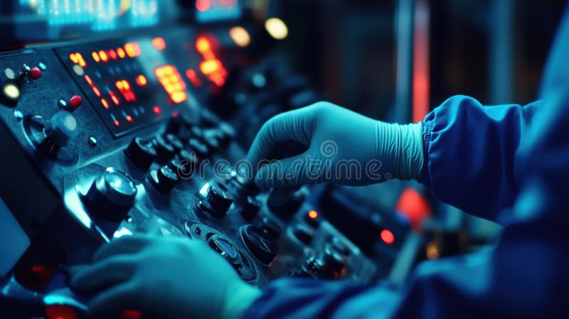 Scientist Operating Advanced Machinery in Futuristic Laboratory Setting ...