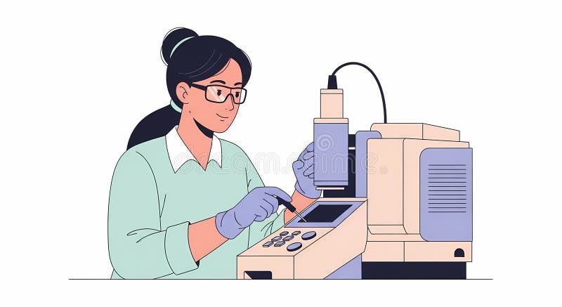 Scientist Operating Analytical Instrument in Laboratory for Research ...