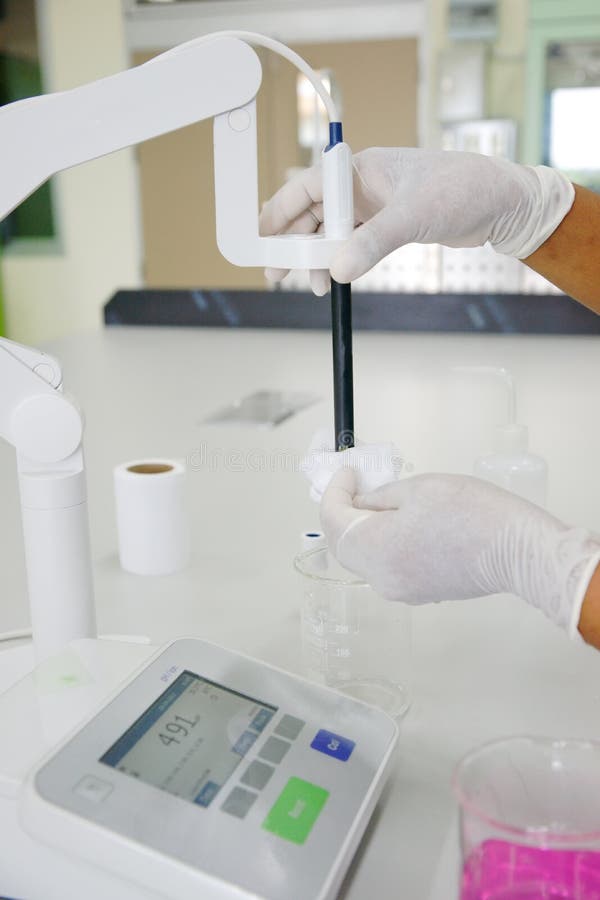 Scientist Use PH Meter in Laboratory at Food Factory for Control and ...