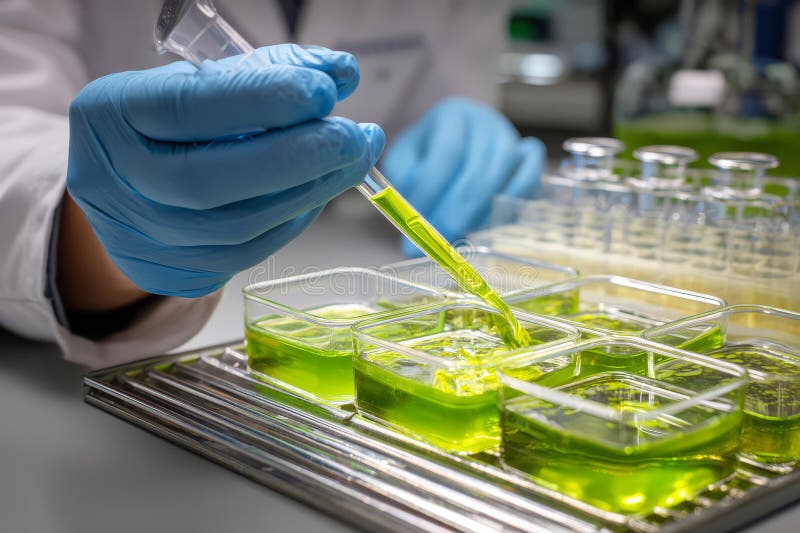Scientist Pipetting Green Algae in Lab Stock Illustration ...