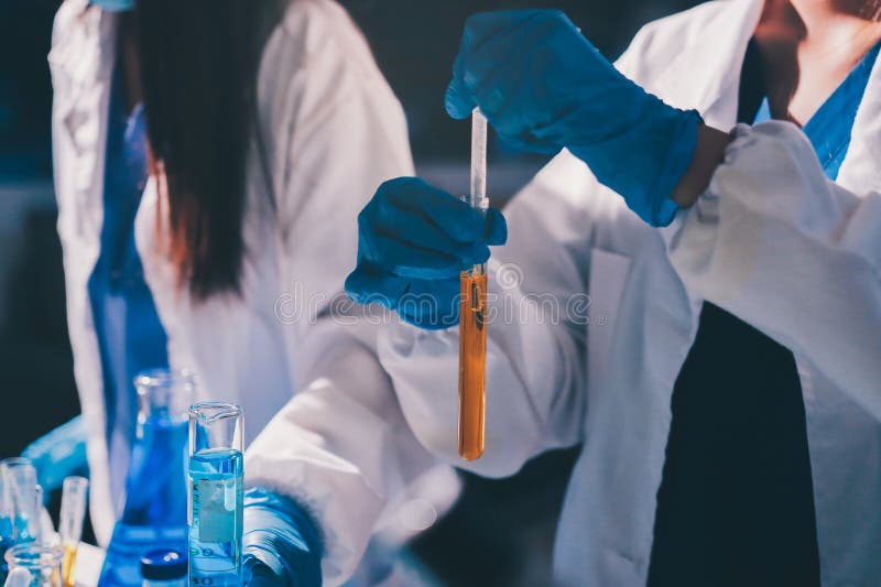Scientist Pipetting Medical Samples into Microplate in Laboratory Stock ...