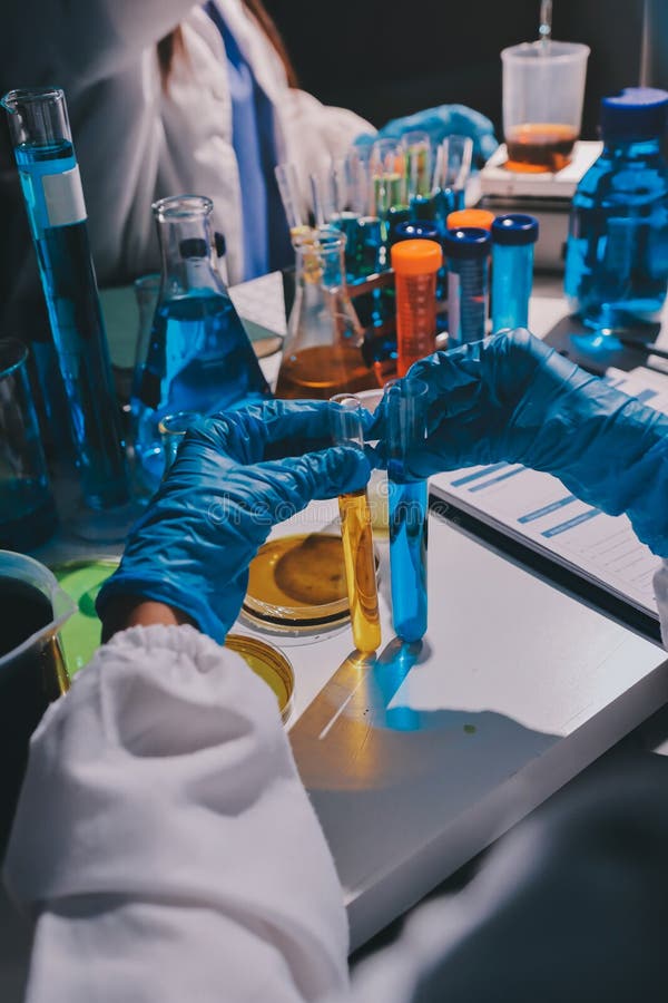 Scientist Pipetting Medical Samples into Microplate in Laboratory Stock ...