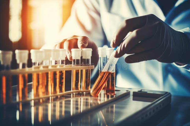 Scientist Pipetting Sample in Test Tubes at Lab Stock Illustration ...