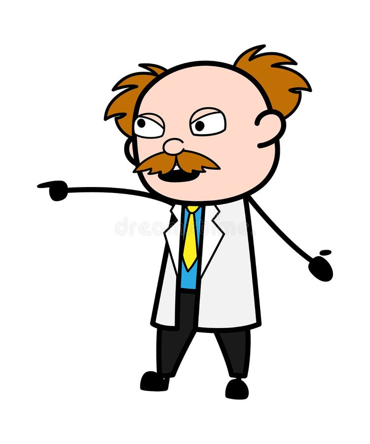 Scientist Pointing Finger Cartoon Stock Illustration - Illustration of ...