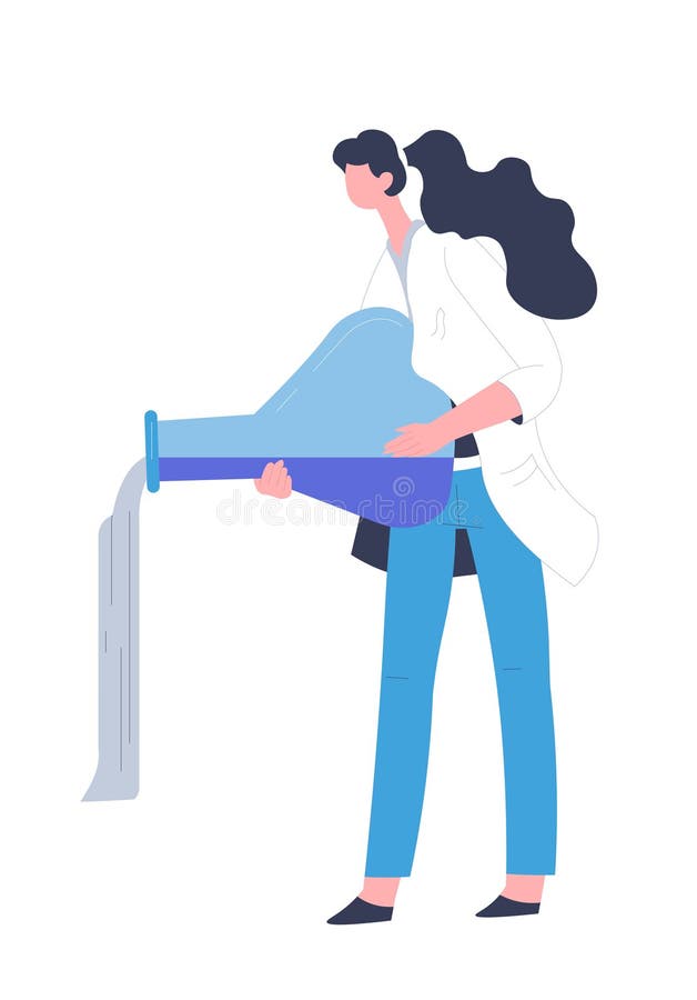 Scientist Pouring Liquid from Beaker Stock Vector - Illustration of ...