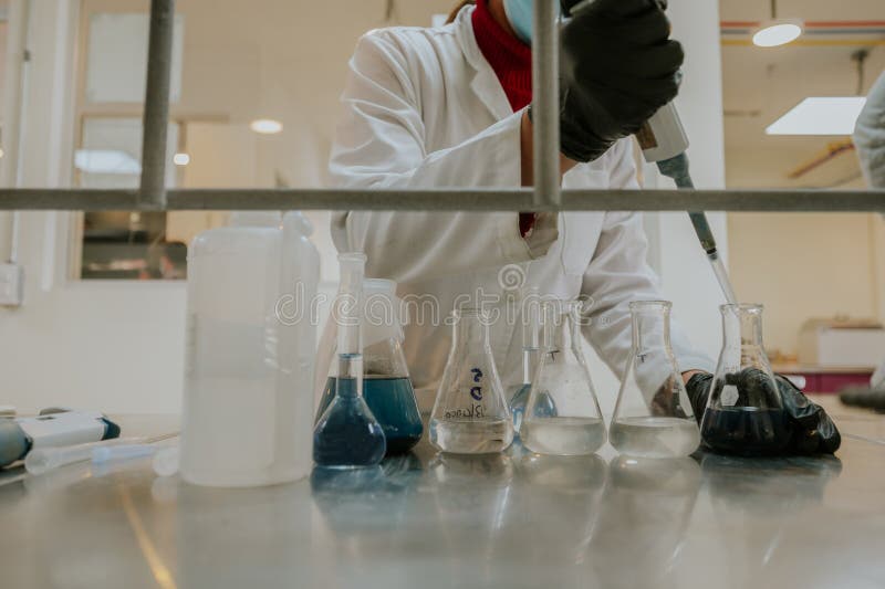 Scientist Preparing Soil Extract at Table. Laboratory Analysis Stock ...