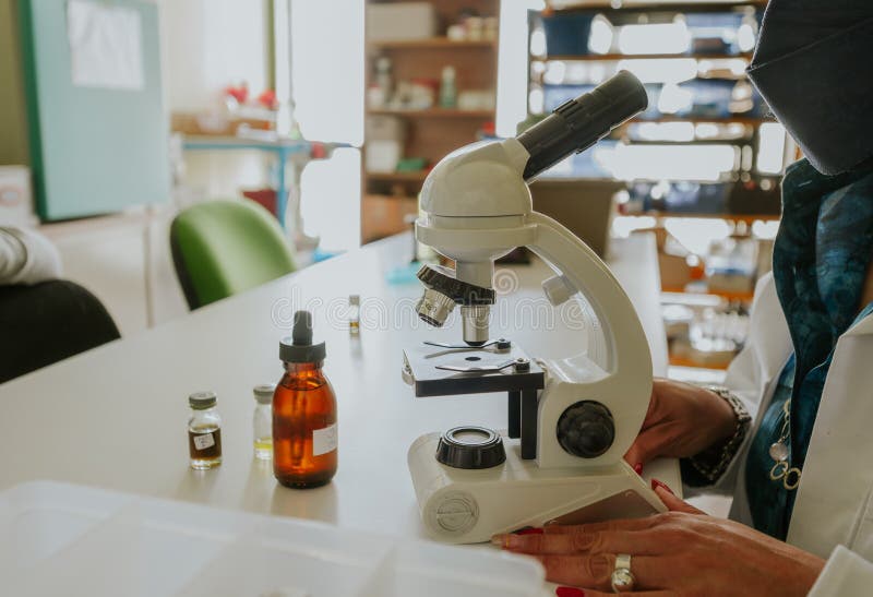 Scientist Preparing Soil Extract at Table. Laboratory Analysis Stock ...