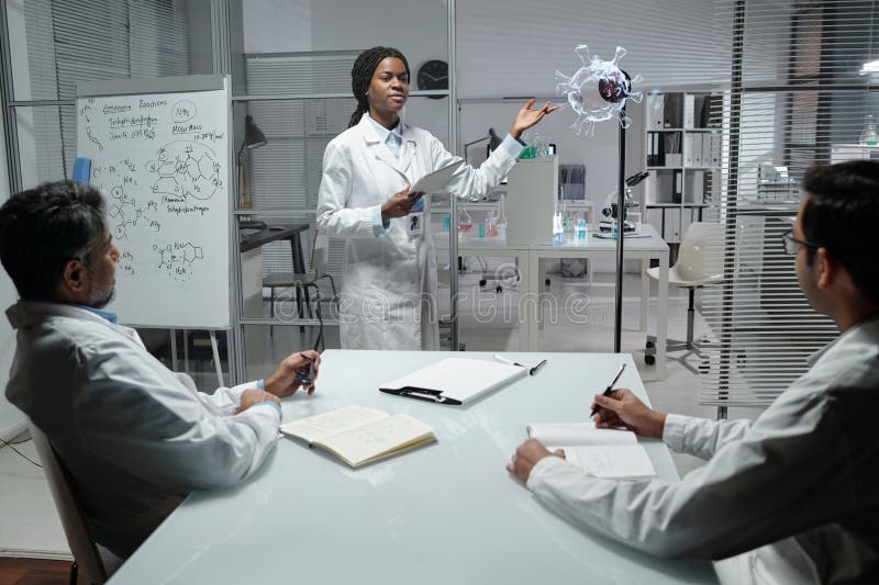 Scientist Presenting Research Findings in Lab Environment Stock Image ...