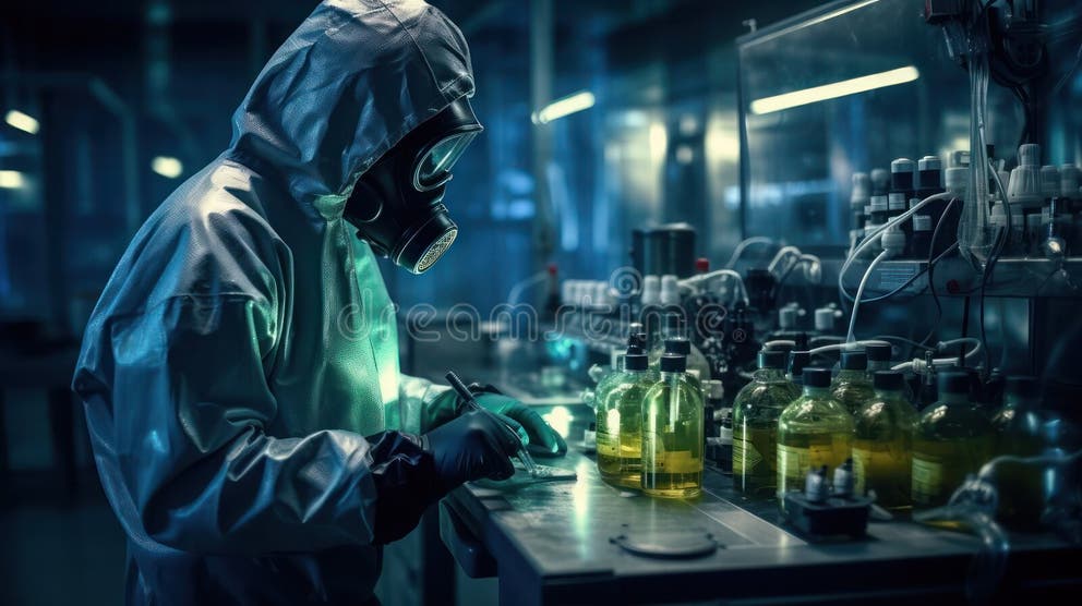 Scientist in Protective Gear Conducts Tests Using Samples of ...