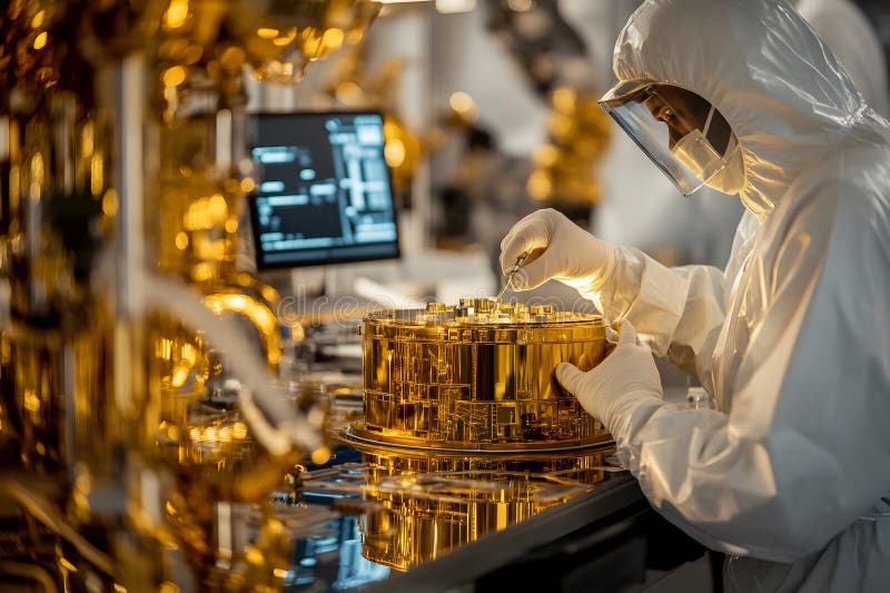 Scientist in Protective Gear Handling Advanced Laboratory Equipment in ...