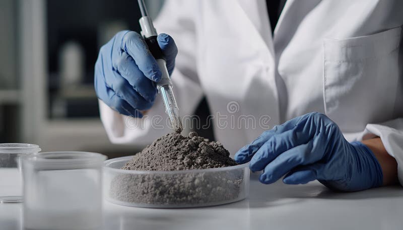 Scientist Pulverizing and Sieving Soil Samples at Table, Closeup ...