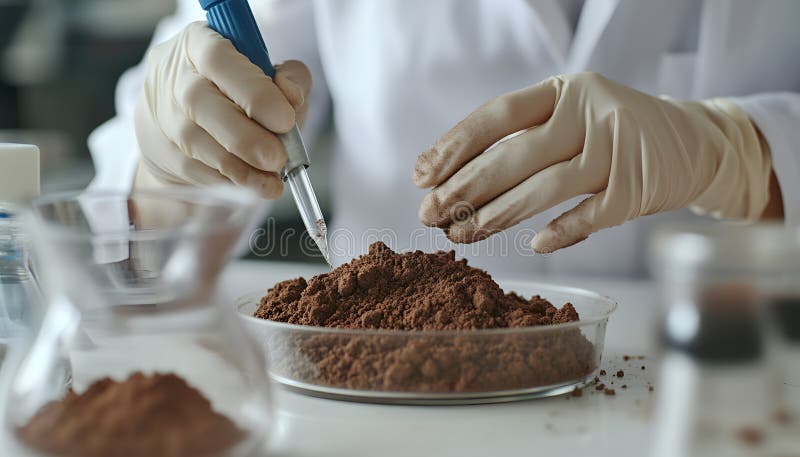 Scientist Pulverizing and Sieving Soil Samples at Table, Closeup ...