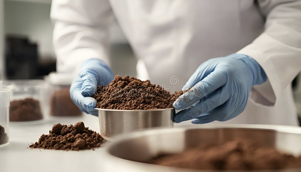 Scientist Pulverizing and Sieving Soil Samples at Table, Closeup ...