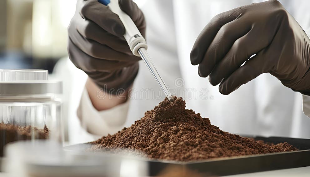 Scientist Pulverizing and Sieving Soil Samples at Table, Closeup ...
