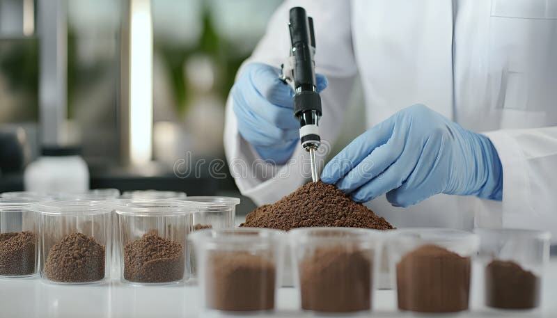 Scientist Pulverizing and Sieving Soil Samples at Table, Closeup ...