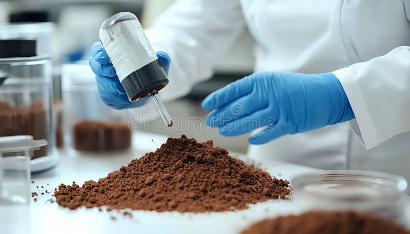 Scientist Pulverizing and Sieving Soil Samples at Table, Closeup ...