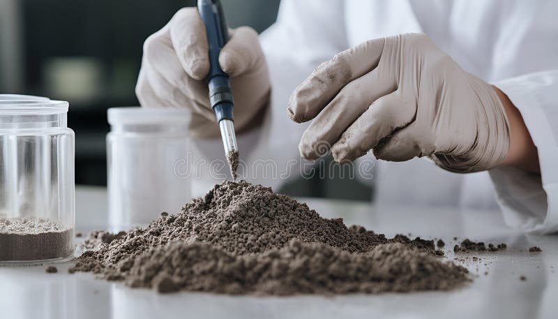 Scientist Pulverizing and Sieving Soil Samples at Table, Closeup ...