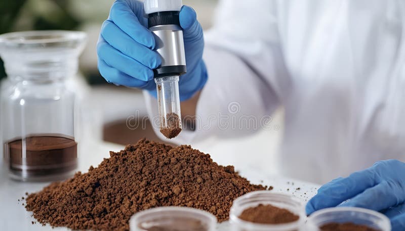 Scientist Pulverizing and Sieving Soil Samples at Table, Closeup ...