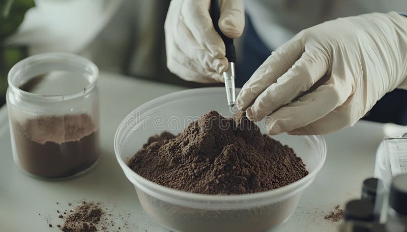 Scientist Pulverizing and Sieving Soil Samples at Table, Closeup ...