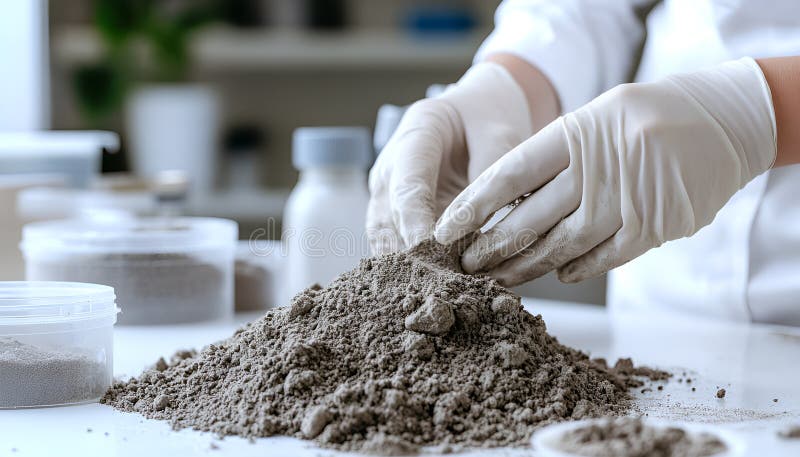 Scientist Pulverizing and Sieving Soil Samples at Table, Closeup ...