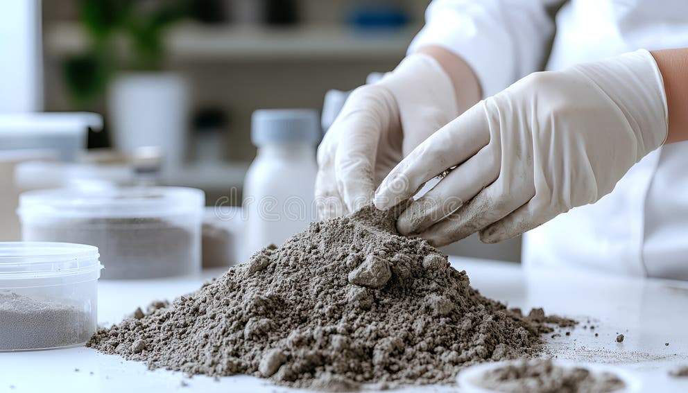 Scientist Pulverizing and Sieving Soil Samples at Table, Closeup ...