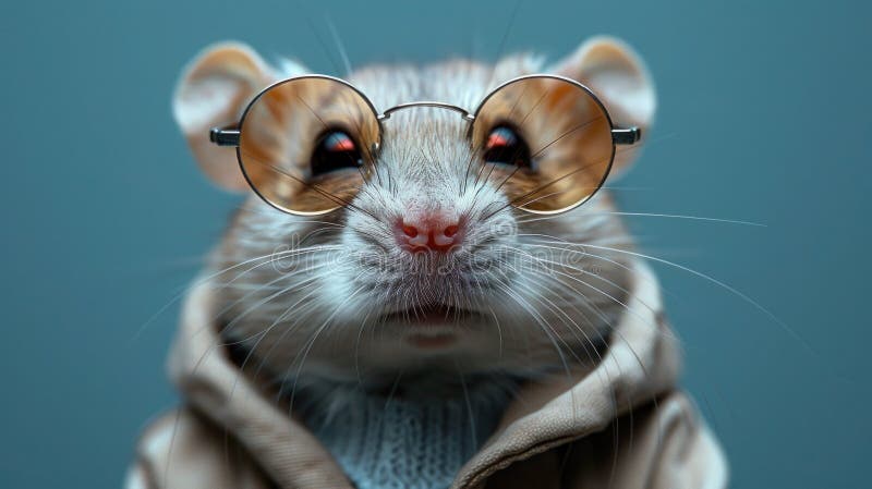 Scientist Rat Wearing Lab Coat Glasses Blue Background Stock Photos ...