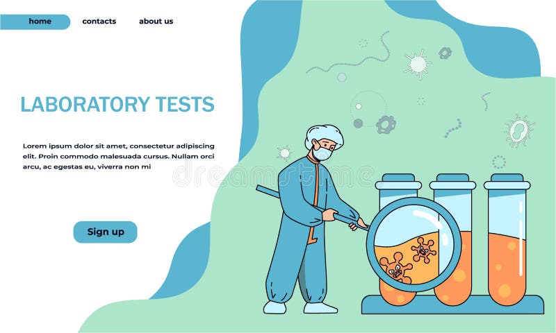 Scientist Research Landing Page. Scientific Workers Study Pathogens ...