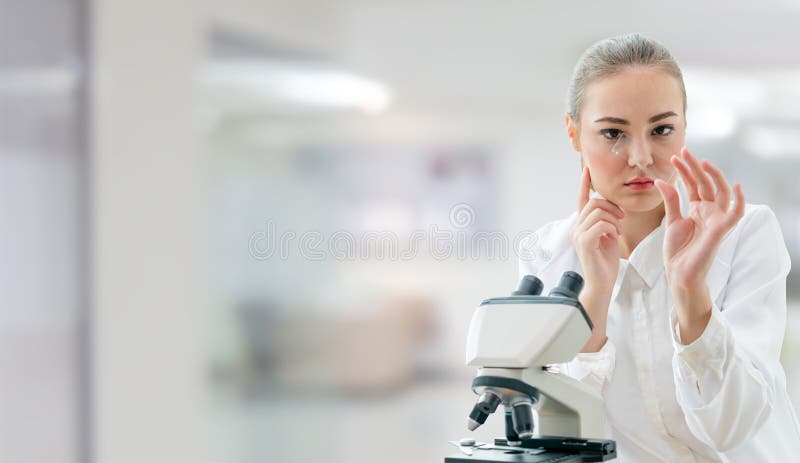 Scientist Researcher Uses Microscope in Laboratory Stock Photo - Image ... Scientist Researcher Uses Microscope in Laboratory Stock Photo - Image ...