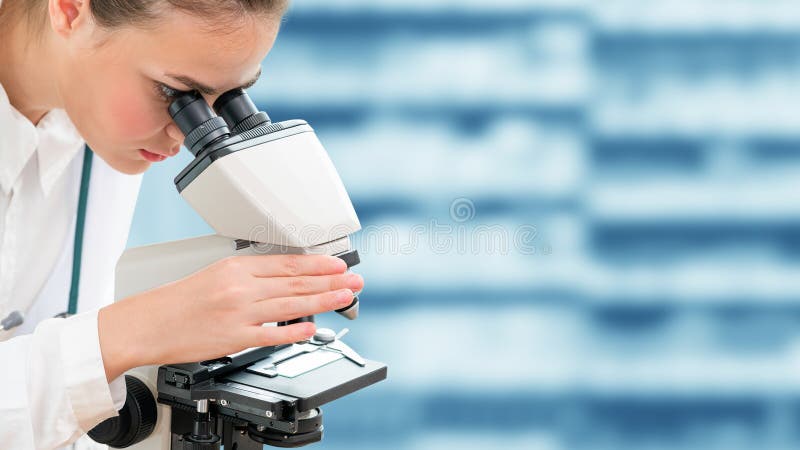 Scientist Researcher Uses Microscope in Laboratory Stock Image - Image ...