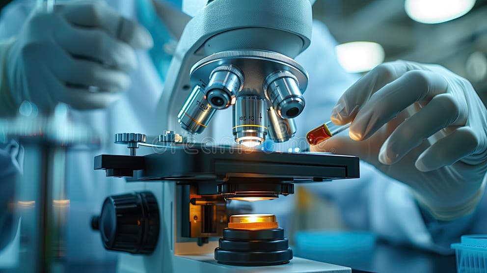 Scientist Researcher Using Microscope in Laboratory. Medical Research ...